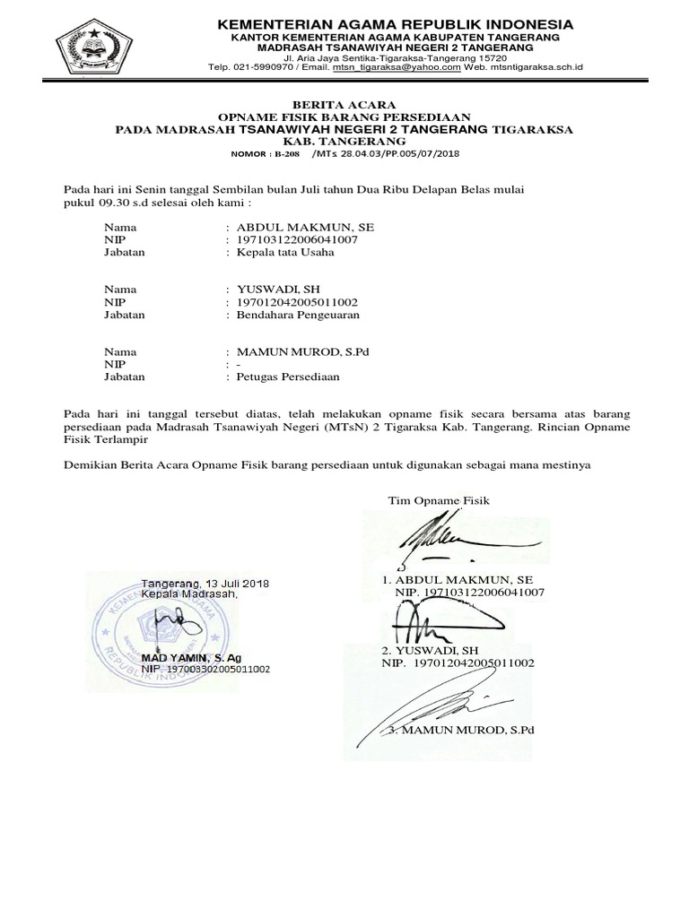 Berita Acara Opname | PDF