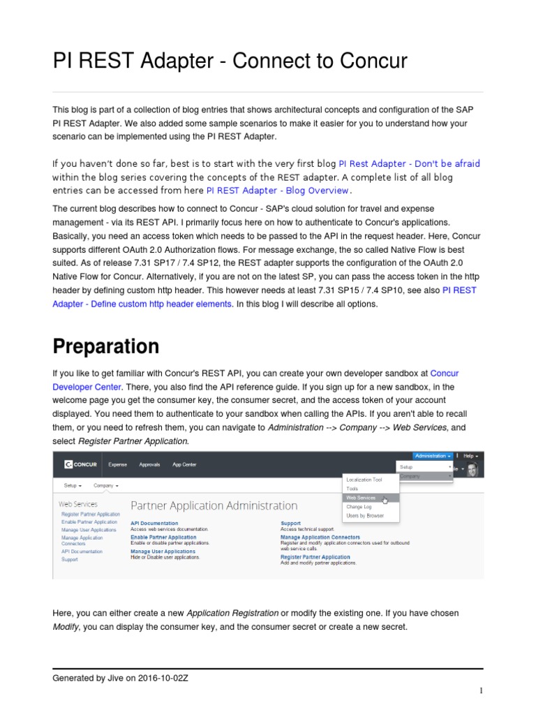 PI REST Adapter - Connect To Concur | PDF | Representational State Transfer | Hypertext Transfer ...