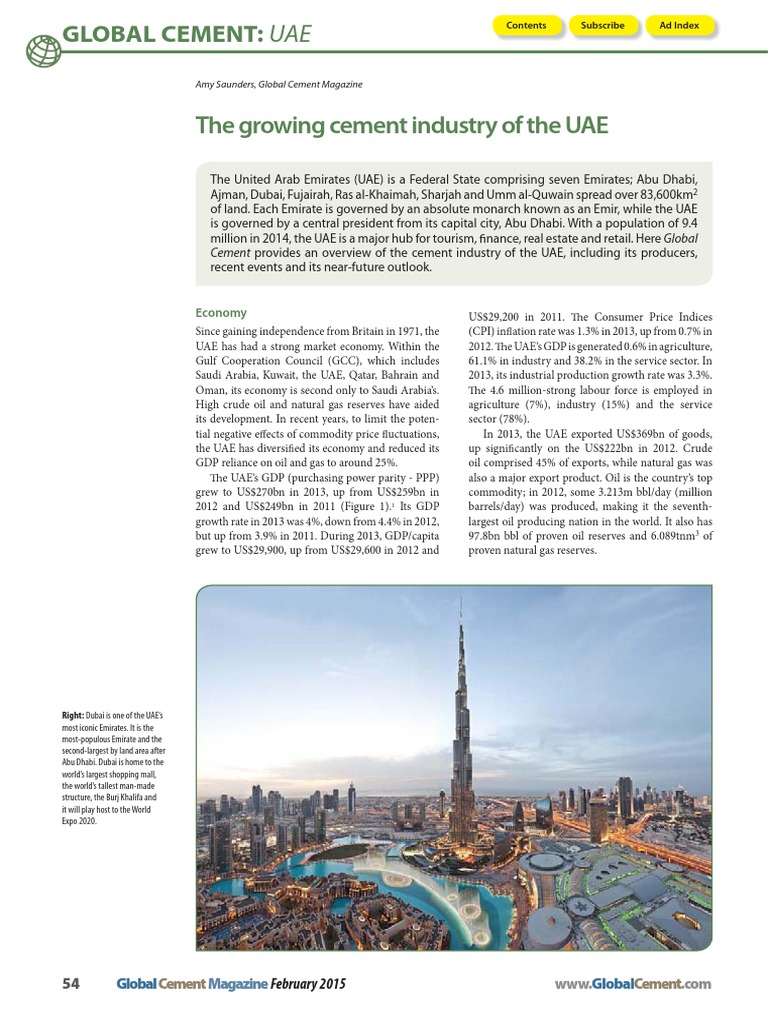 The Growing Cement Industry of The UAE | PDF | United Arab Emirates | Dubai