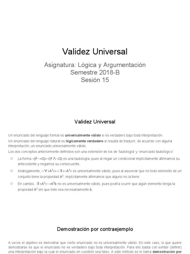 Validez Universal (Lógica) | PDF | Prueba matemática | Validez