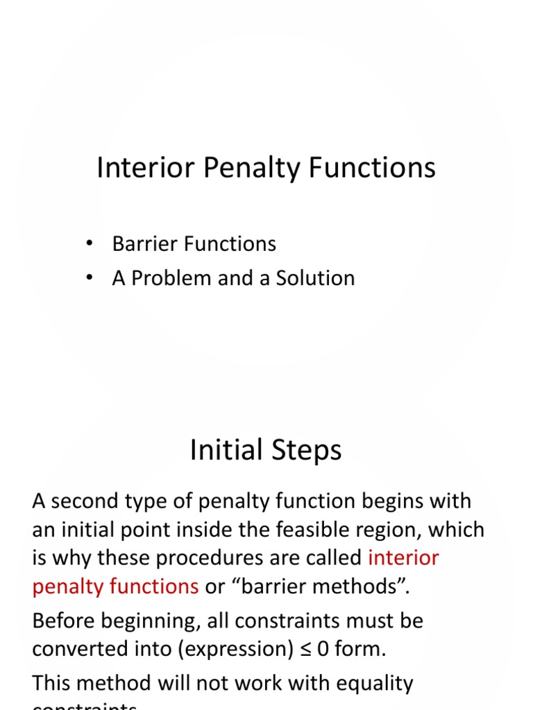 Interior Penalty Functions: - Barrier Functions - A Problem and A Solution | PDF | Function ...