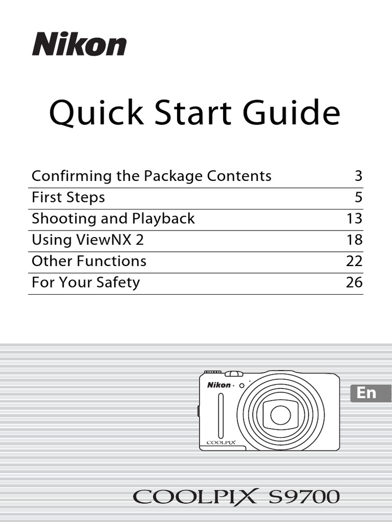 Nikon S9700 Camera Quick Start Guide | PDF | Battery Charger | Flash ...