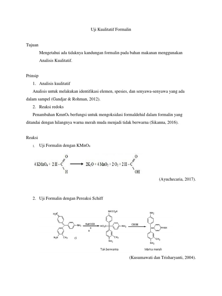 Uji Kualitatif Formalin | PDF