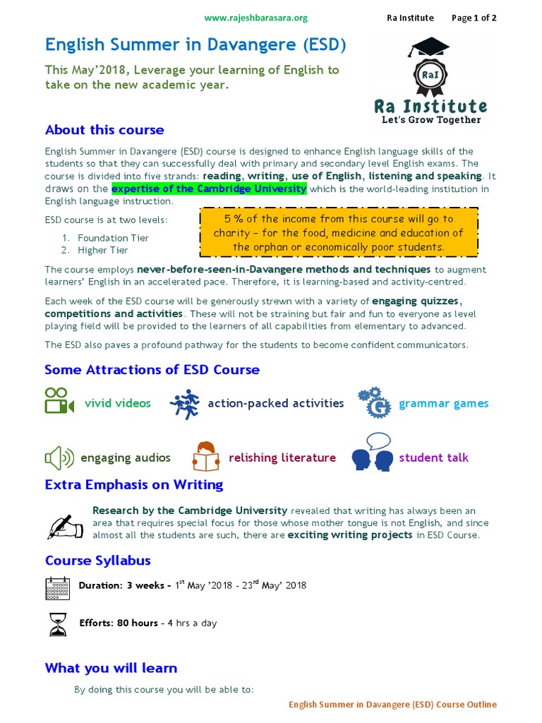 ESD Course Outline - Colour | PDF | Adjective | Adverb