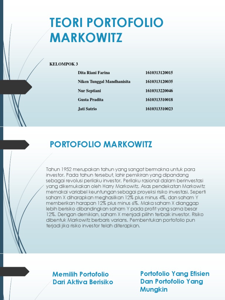 TEORI PORTFOLIO MARKOWITZ | PDF