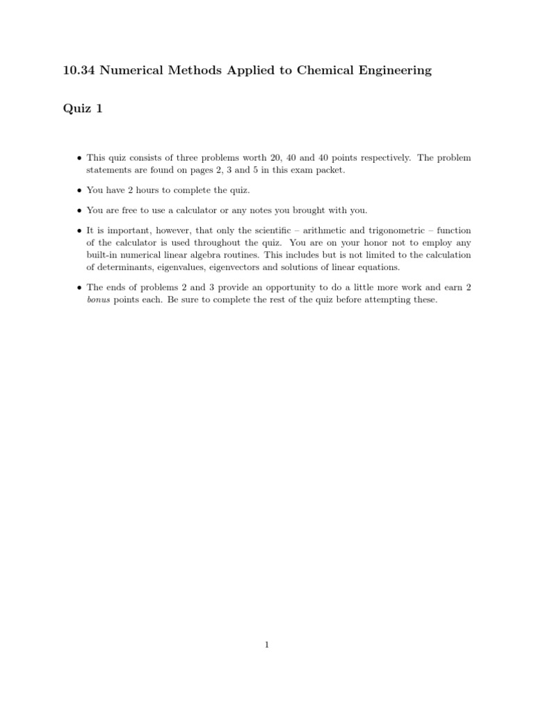 10.34 Numerical Methods Applied To Chemical Engineering 1 | PDF ...