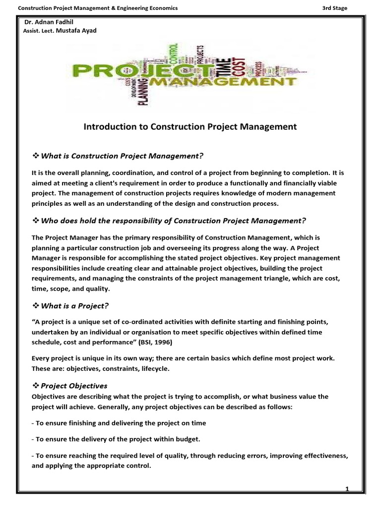 Introduction To Construction Project Management | PDF | Project ...