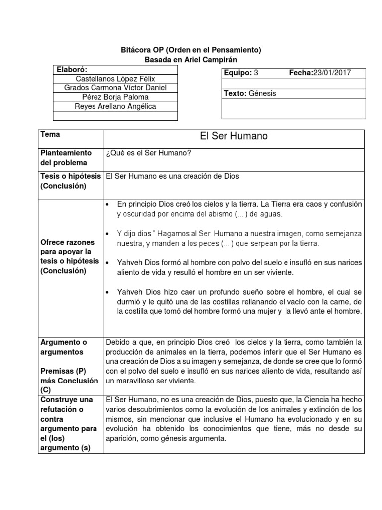 Bitácora OP | PDF | Ontología | Homo Sapiens