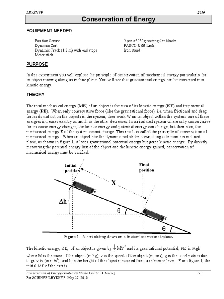 Mechanical Energy Conservation Experiment | PDF | Kinetic Energy ...