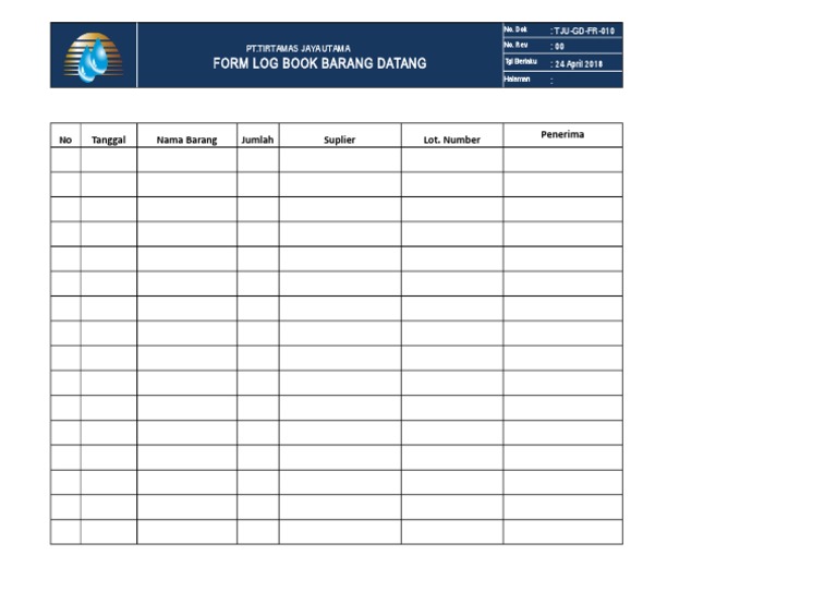 10 Log Book Barang Datang | PDF