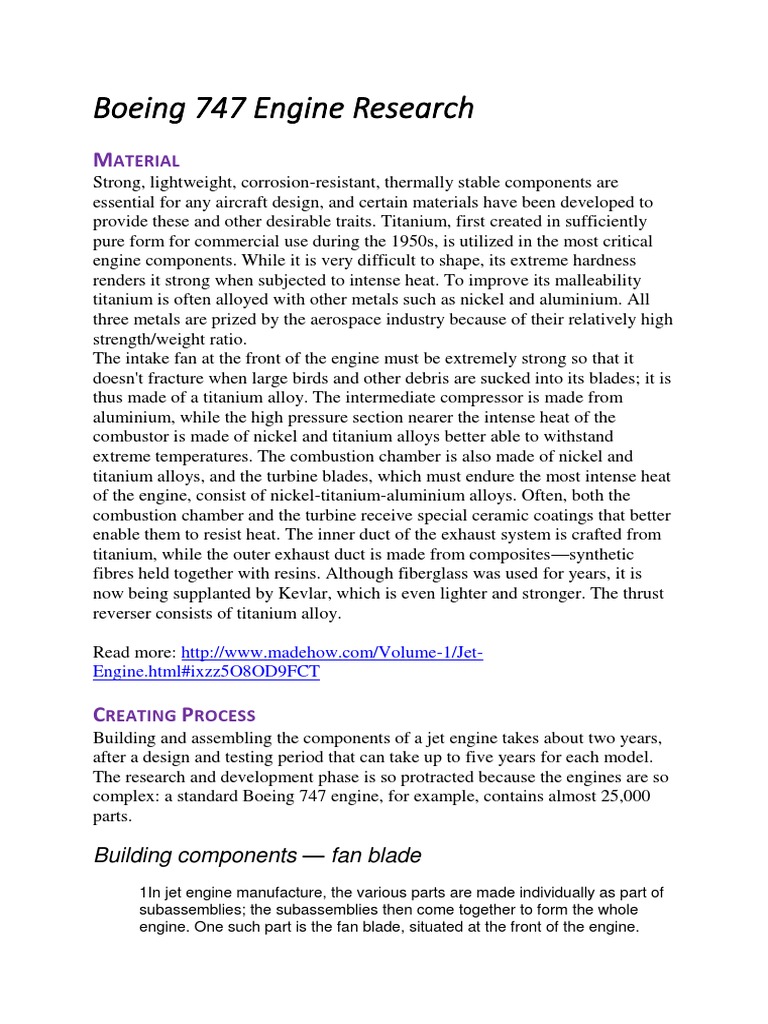 Boeing 747 Engine Research DR Kanasa | PDF | Titanium | Turbine