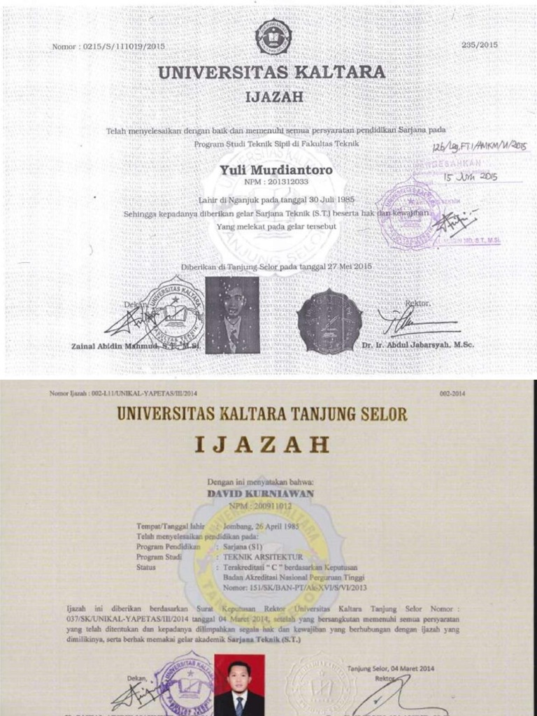Dokumken Ijazah Yuli M, David K, Endah W, Hanik A PDF | PDF