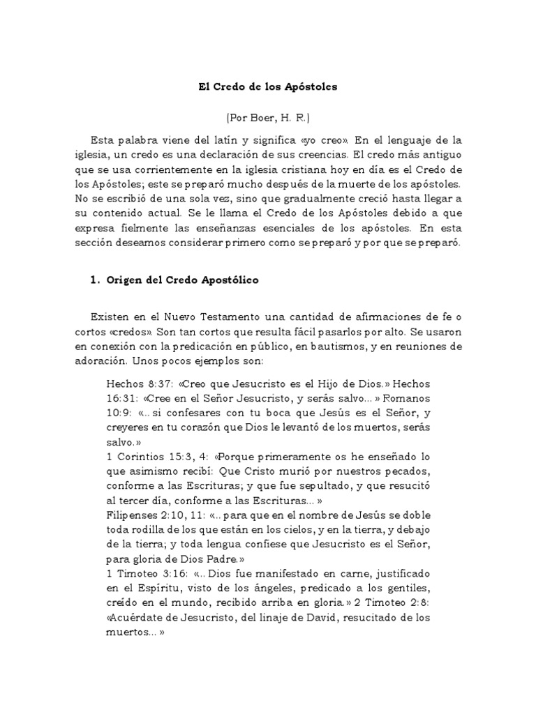 El Credo de Los Apóstoles | PDF | espíritu Santo | Jesús