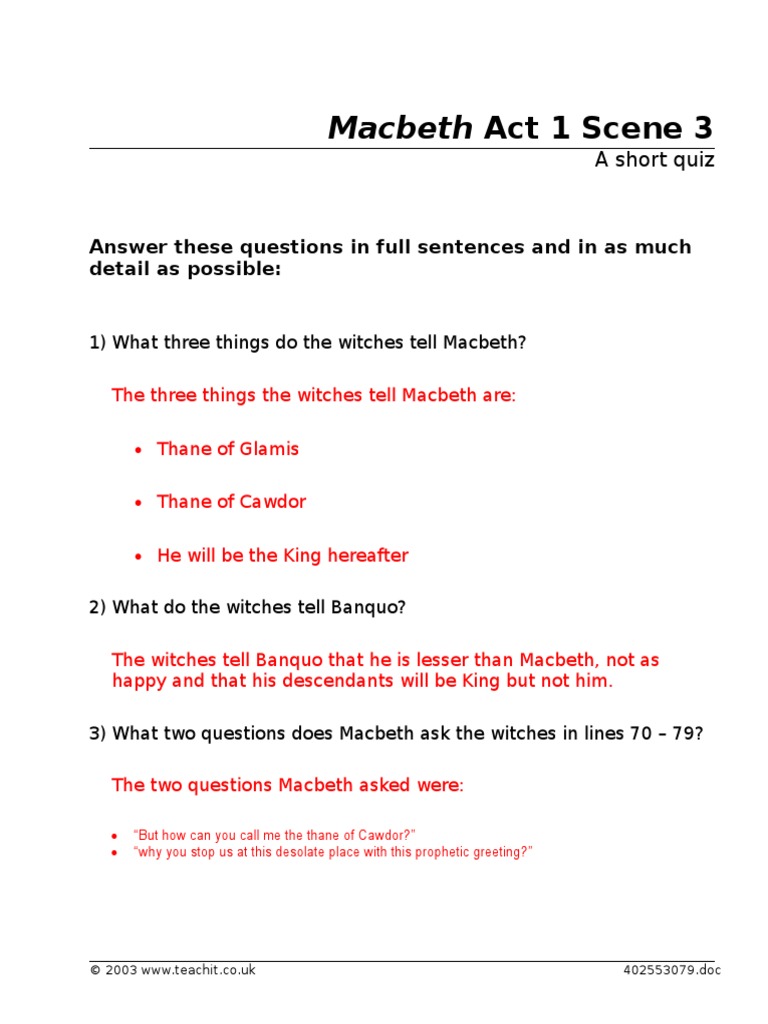 Act 1 Scene 3 1 | PDF | Macbeth