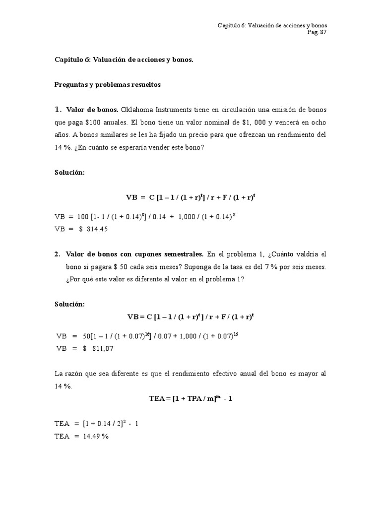 Valuación de Acciones y Bonos: Ejercicios Resueltos | PDF | Compartir (Finanzas) | Empresas