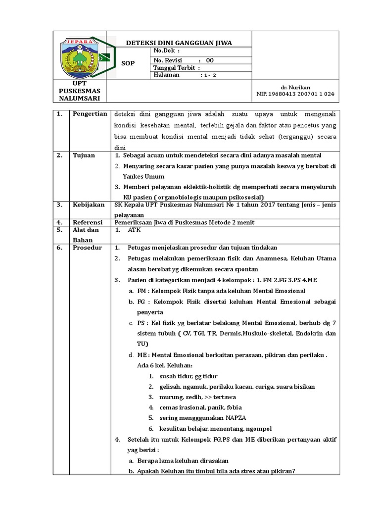 Sop Deteksi Dini | PDF
