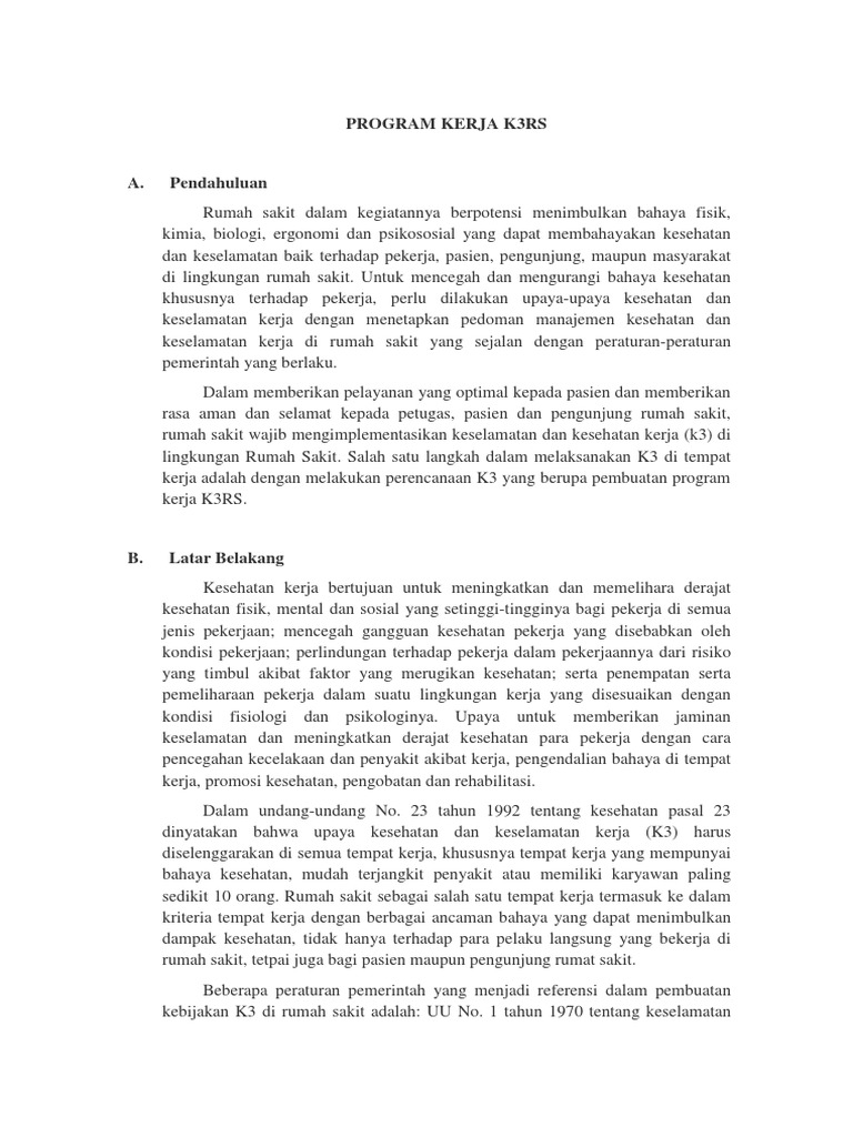 Program Kerja k3rs | PDF
