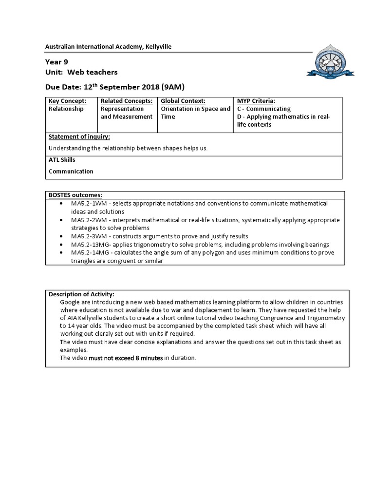 Maths Assessment Task Lana Jamil Year 9 | PDF | Triangle | Trigonometry