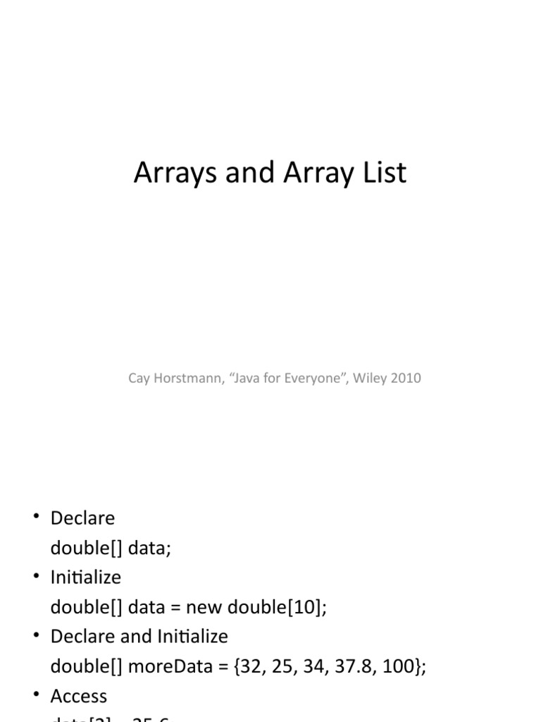 Arrays and Array List | PDF | Array Data Structure | Computer Programming
