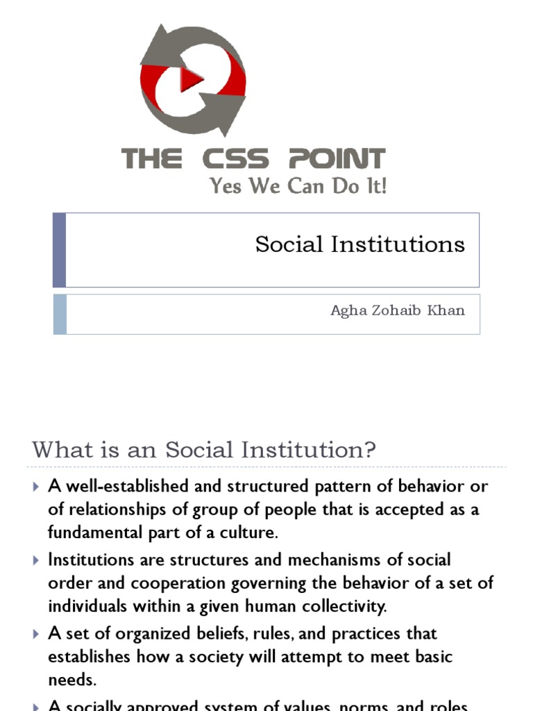 Social Institutions - Class Lecture PDF | PDF | Institution | Social Group