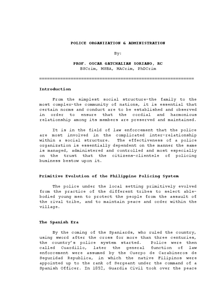 Police Organization | PDF | Police | Government Information