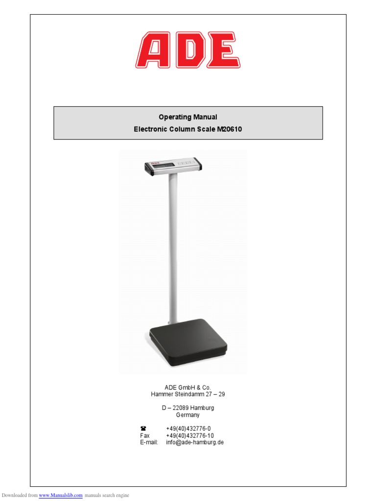 Adult Weighing Scale ADE M20610 USer | PDF | Body Mass Index | Weighing ...