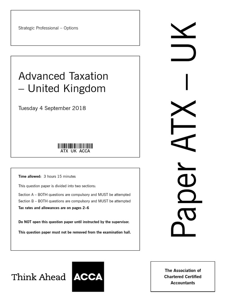 ACCA ATX Paper Sep 2018 | PDF | Value Added Tax | Taxes