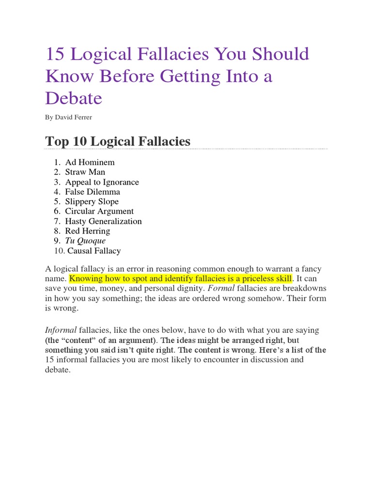 15 Logical Fallacies | PDF | Self-Improvement
