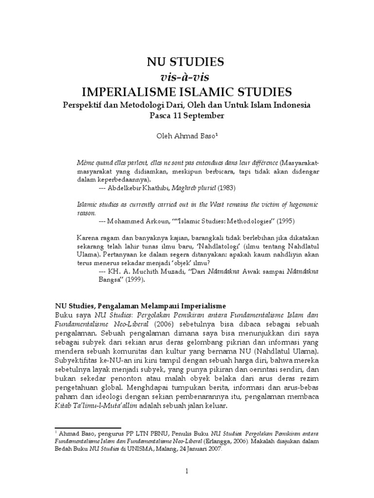NU Studies: Perspektif Islam Indonesia | PDF