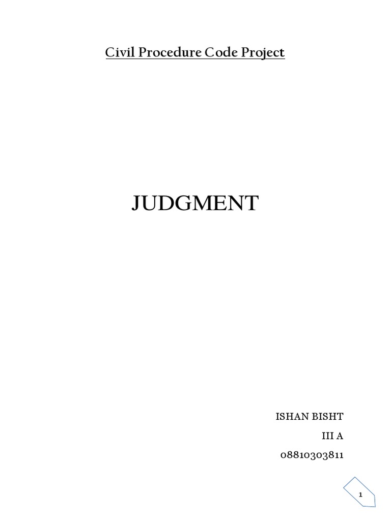 Judgment: Civil Procedure Code Project | PDF | Judgment (Law) | High ...