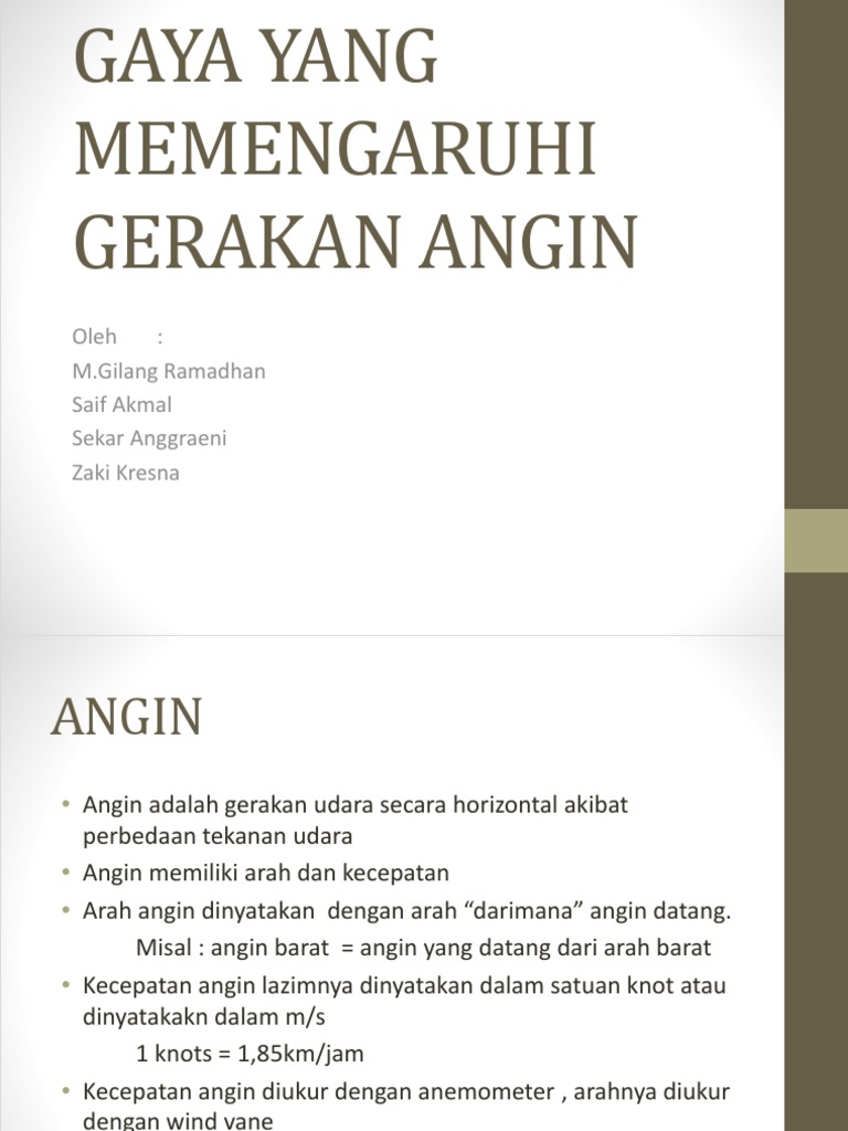 Gaya dan Faktor Penggerak Angin | PDF