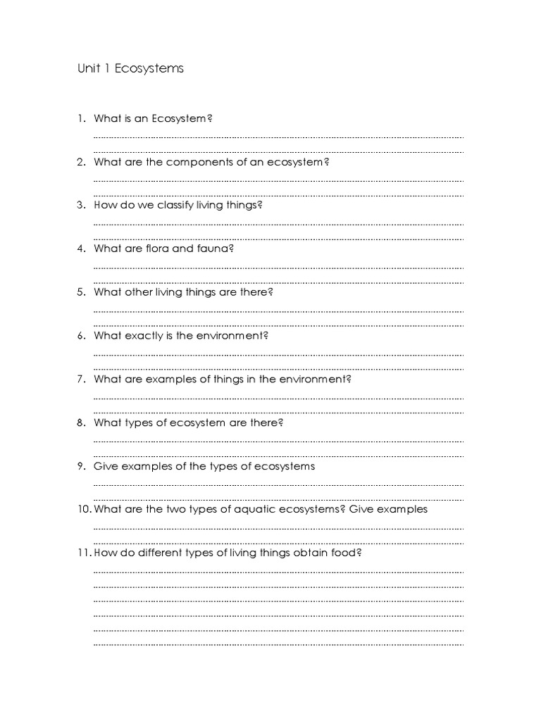 Ecosystem Concepts and Key Questions | PDF | Ecosystem | Human Impact ...