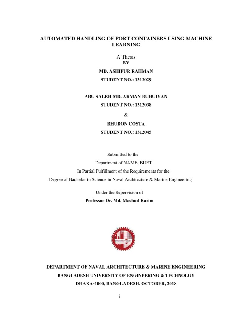 A Thesis On Automated Handling of Port Containers Using Machine ...