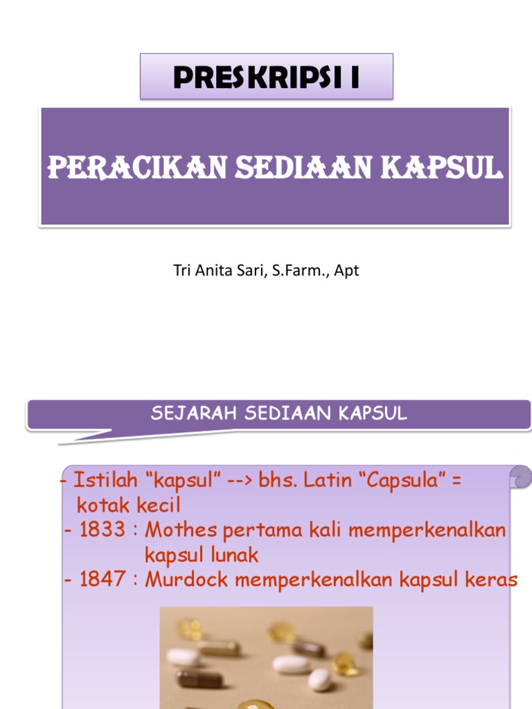 Panduan Lengkap Sediaan Kapsul Obat | PDF