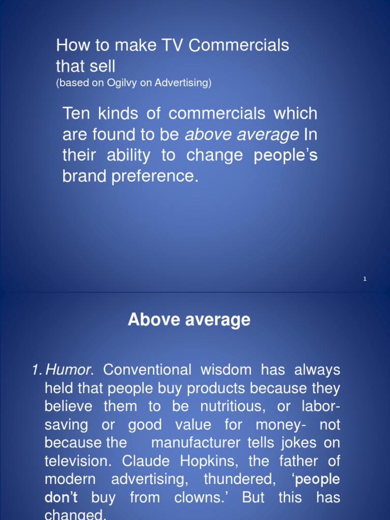 How To Make TV Commercials That Sell | PDF | Television Advertisement ...