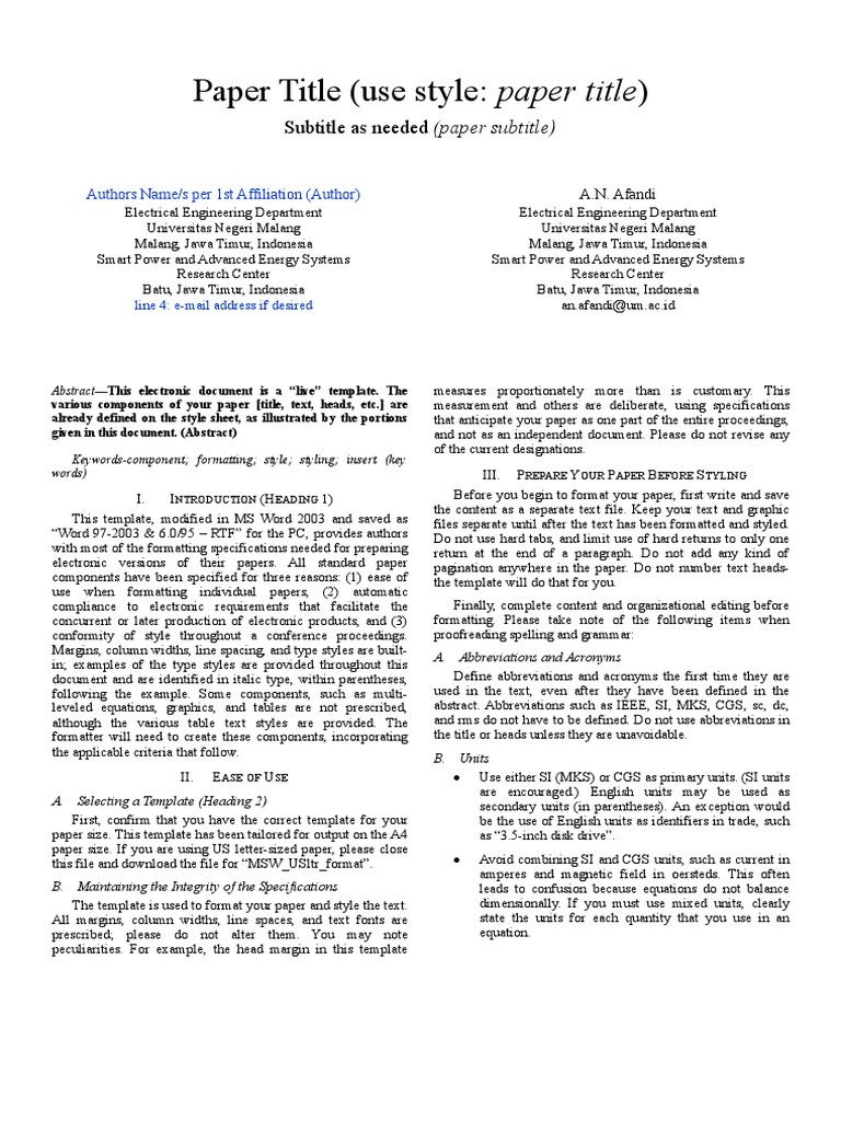 Paper Title (Use Style: Paper Title) : Subtitle As Needed (Paper ...
