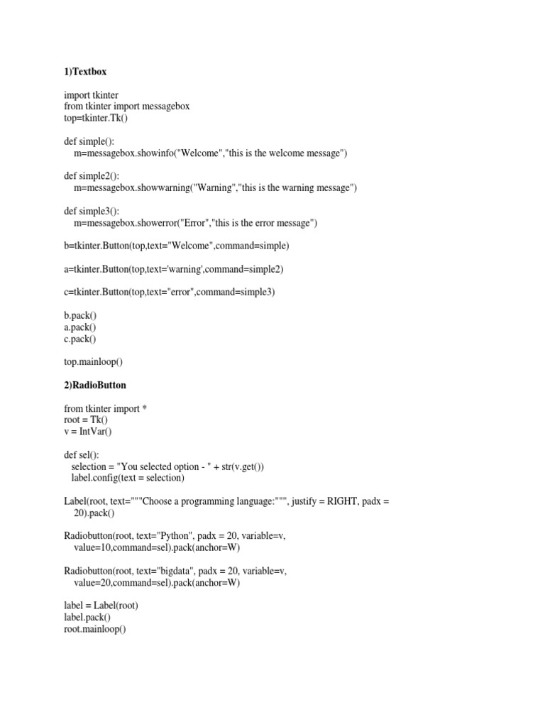 Exploring Common Tkinter Widgets: Buttons, Radio Buttons, Canvas ...