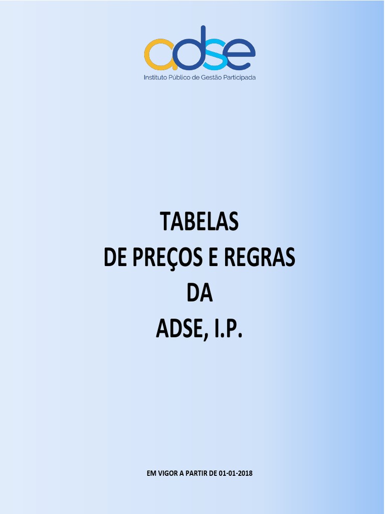 ADSE - Proposta de Nova Tabela de Preços ADSE 2018 | PDF | Oxigênio ...