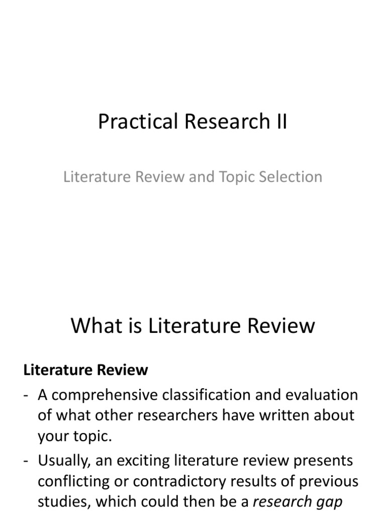 Practical Research II Literature Review and Topic Selection | PDF ...