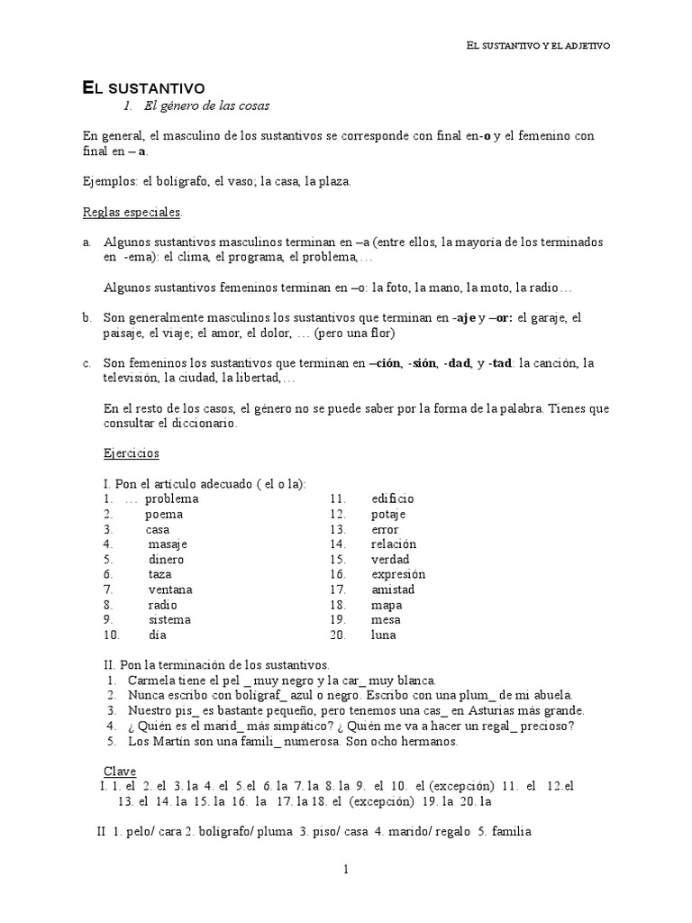 Gramatica Espanhol | PDF | Adjetivo | Género gramatical