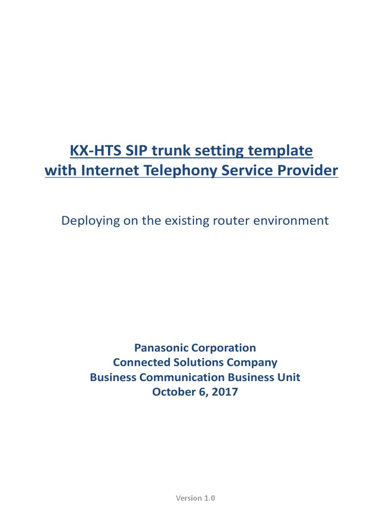 KX-HTS824 SIP Trunk Configuration Guide | PDF | Session Initiation ...