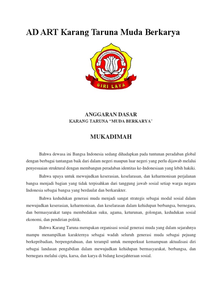 AD ART Karang Taruna Muda Berkarya | PDF
