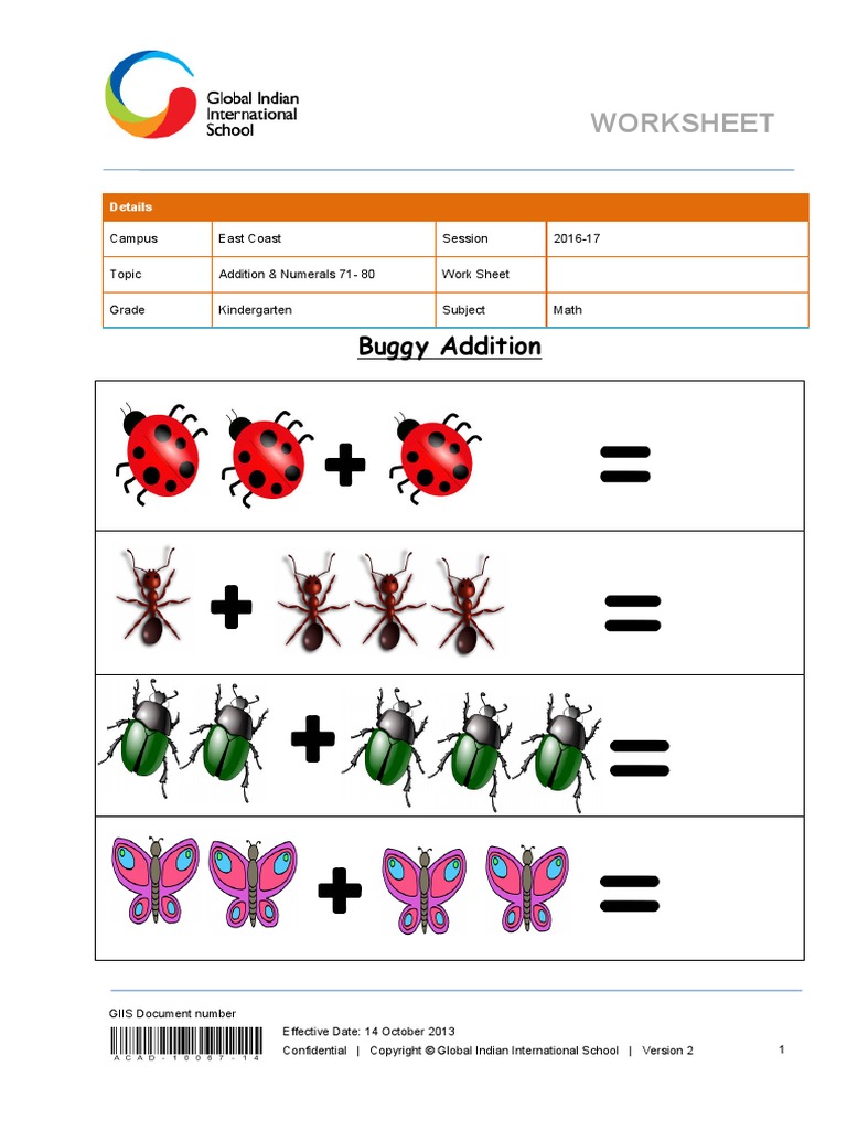 K2-January 2017 - Math Worksheet | PDF