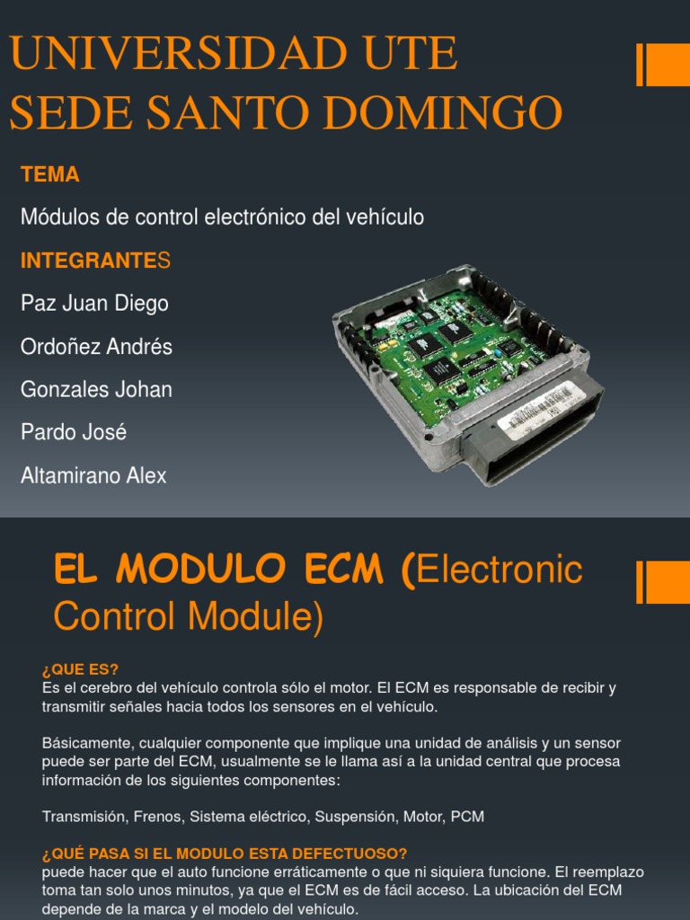 Módulos Electrónicos del Vehículo | PDF | Almacenamiento de datos de la ...