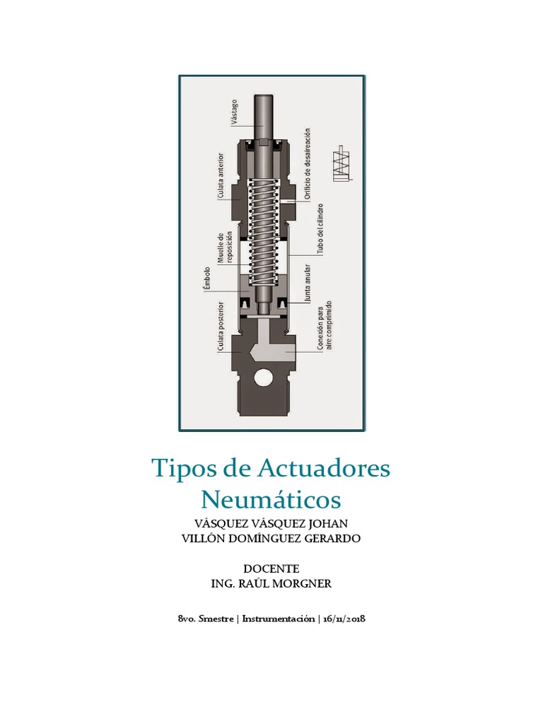 Tipos de Actuadores Neumáticos: Cilindros de Simple y Doble Efecto | PDF | Solenoide | Engranaje