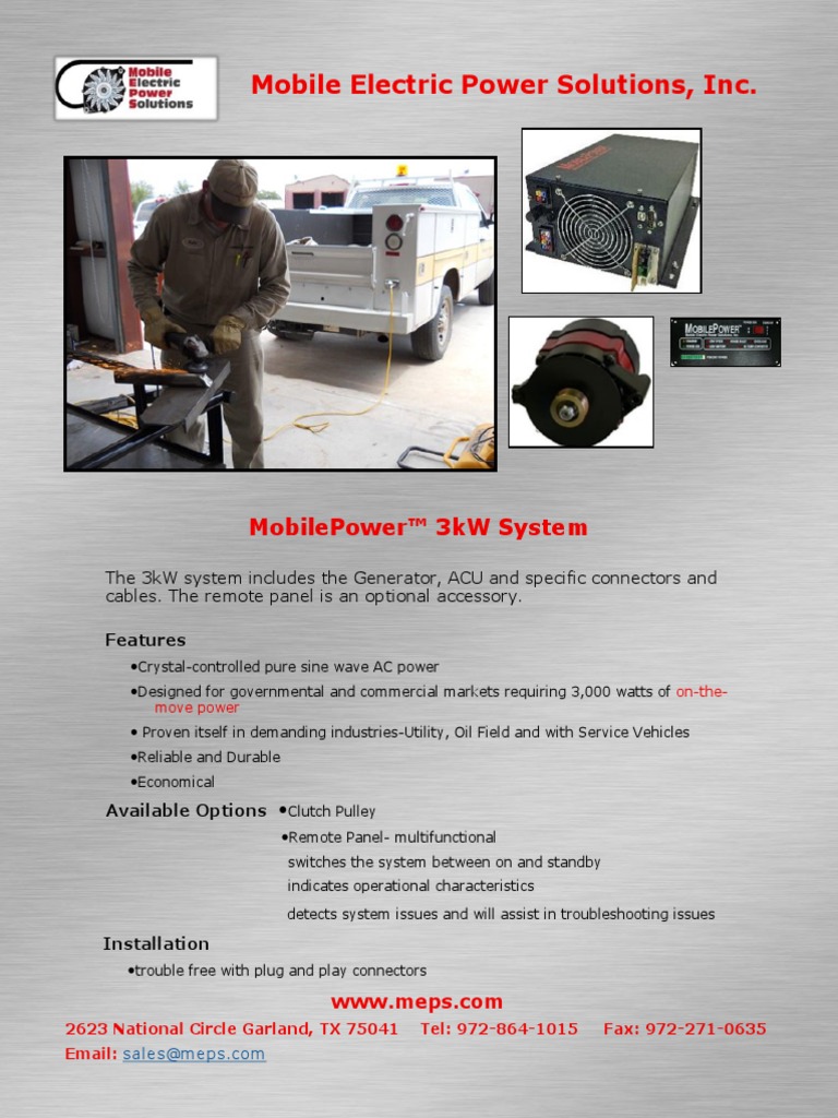 Mobile Electric Power Solutions, Inc.: Mobilepower™ 3Kw System | PDF ...
