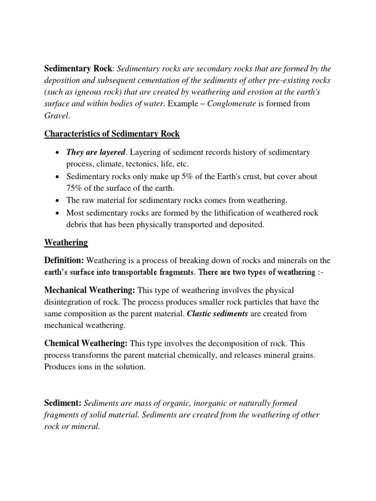 Sedimentary Rock PDF | PDF | Sedimentary Rock | Clastic Rock