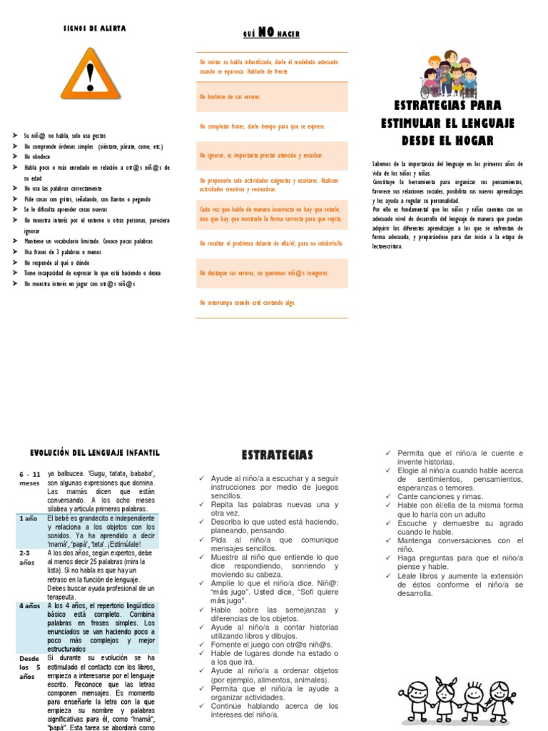 Tríptico Estrategias de Estimulación Del Lenguaje en El Hogar ...