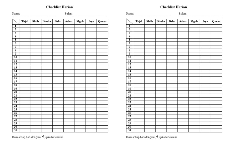 Checklist Harian Checklist Harian | PDF