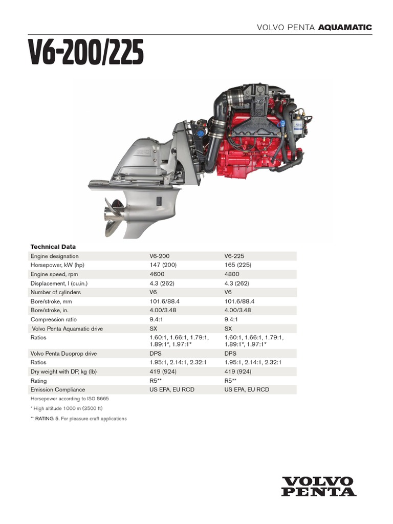 Volvo Penta - V6-200, 225 | PDF | Cylinder (Engine) | Engines
